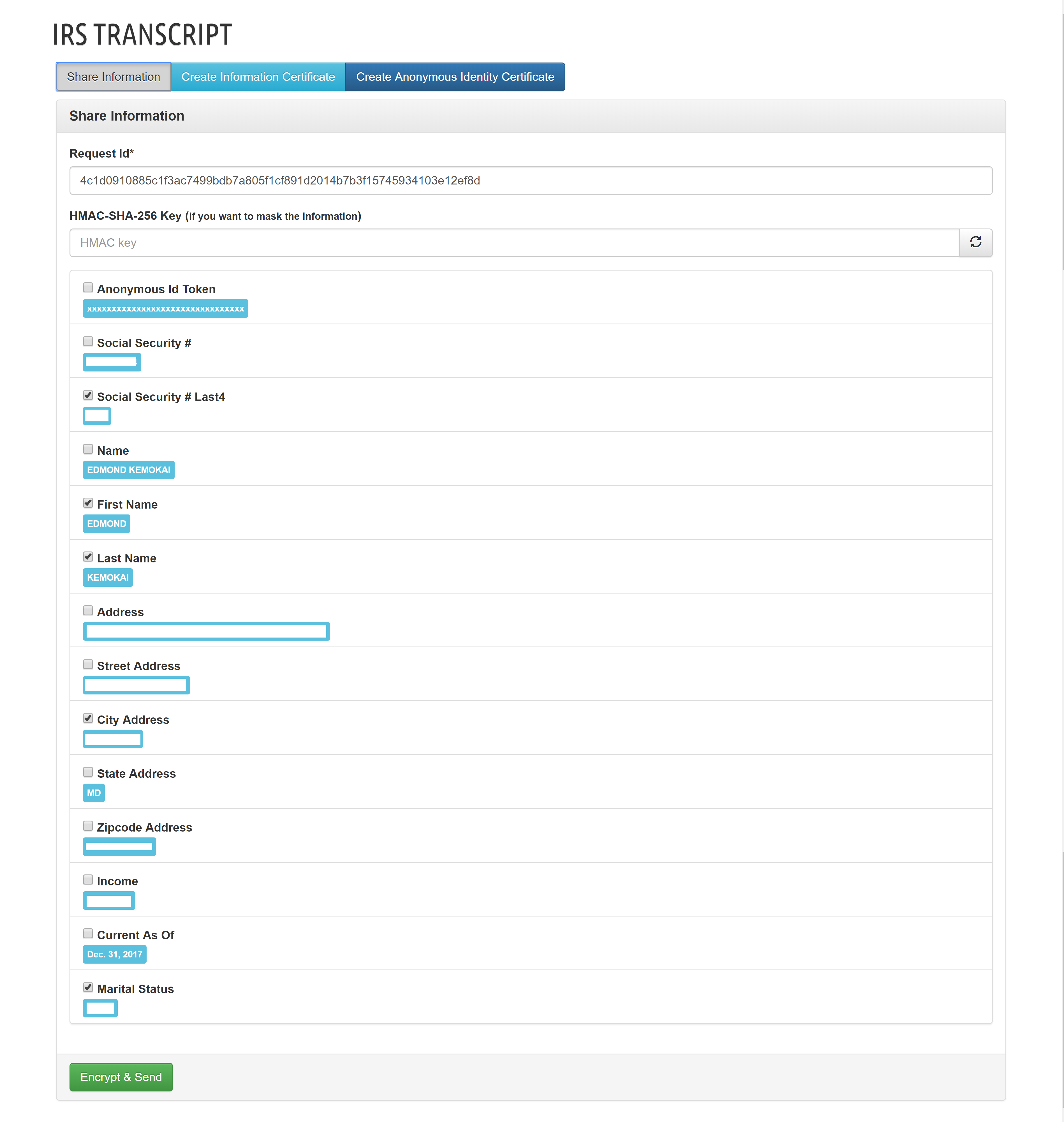 IRS Information Authentication